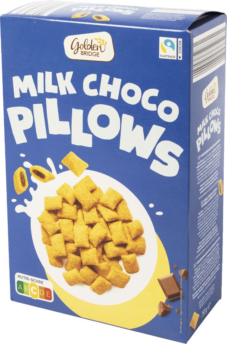 GOLDEN BRIDGE (ALDI) Milk choco pillows gezondheidsscore - Testaankoop ...