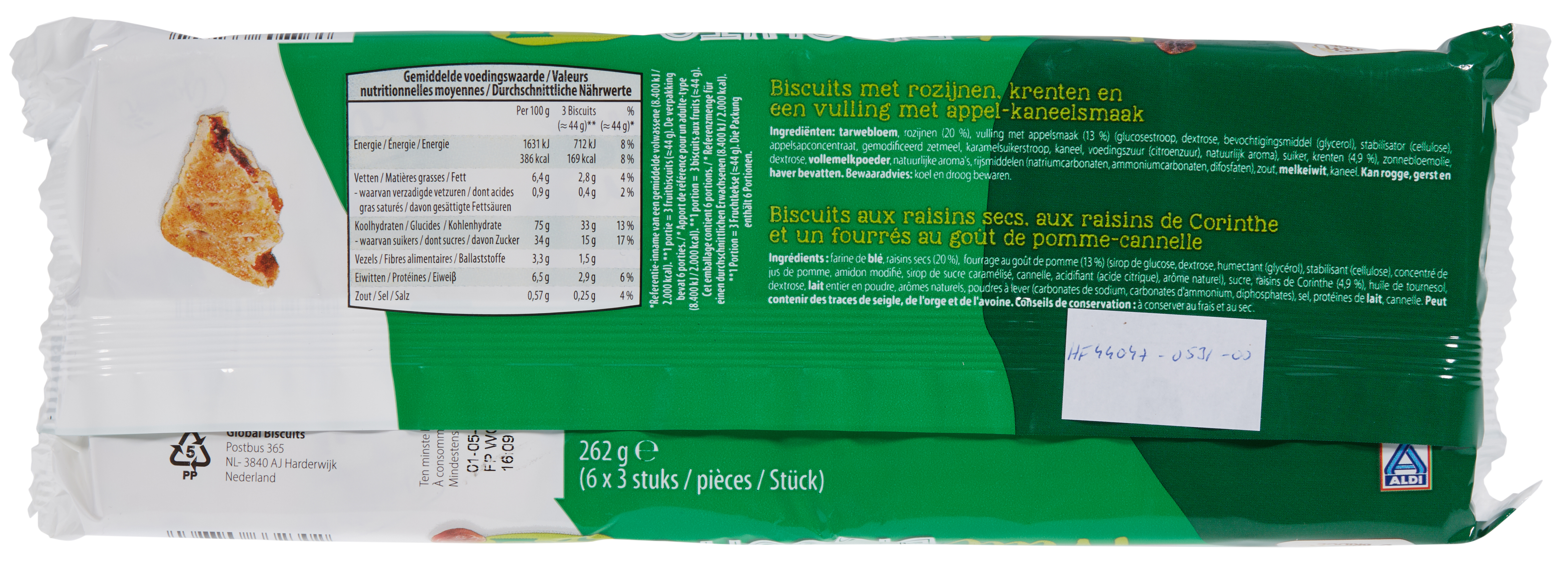 GOLDEN BRIDGE (ALDI) FRUIT BISCUITS APPELSMAAK gezondheidsscore ...