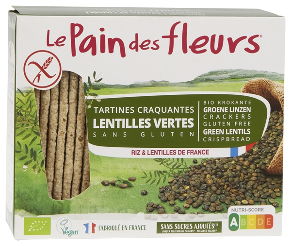 LE PAIN DES FLEURS Bio Krokante groene linzen crackers gluten free ...